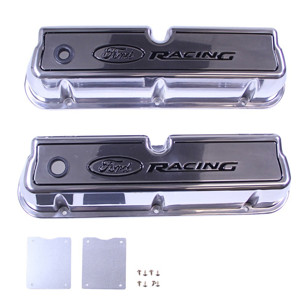Proform 302-001 Ford Racing Logo Die-Cast Alloy Valve Covers Polished ...