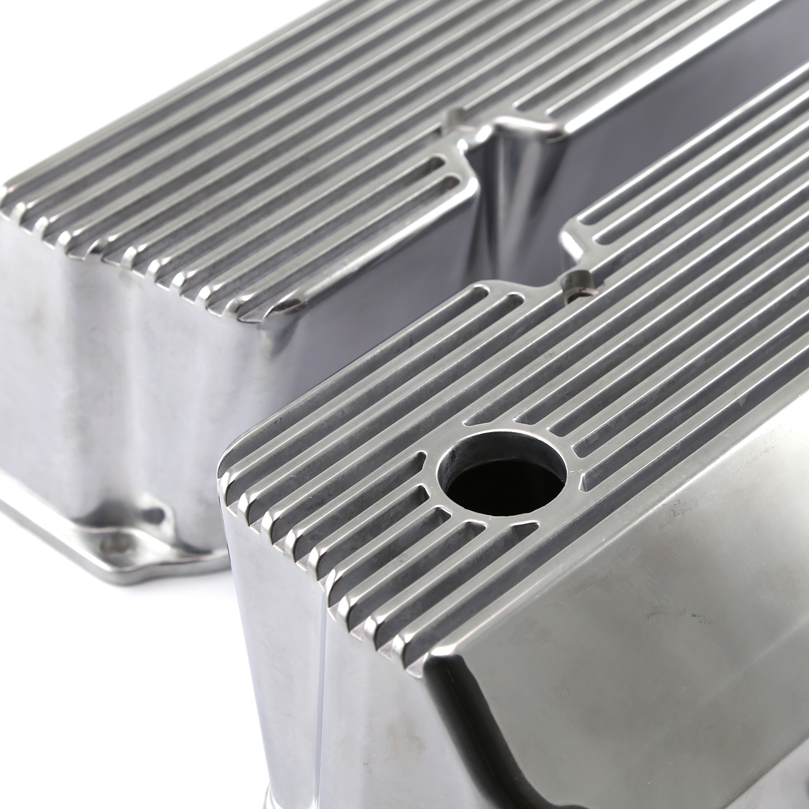 40217 Valve Covers Ford Cleveland 302-351 Finned Alloy Polished
