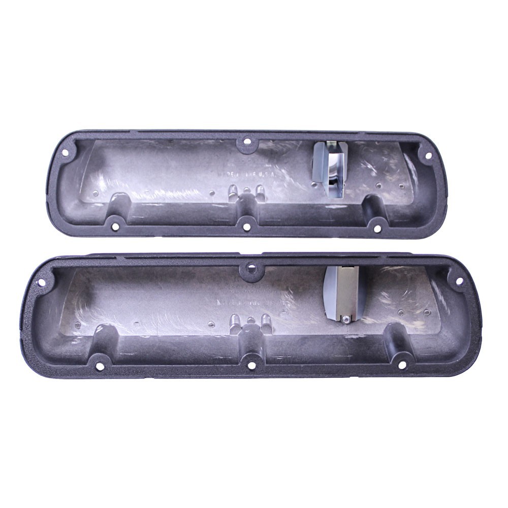 Scott Drake 6A582-MAV Finned Aluminium Valve Covers Maverick Black Wrinkle