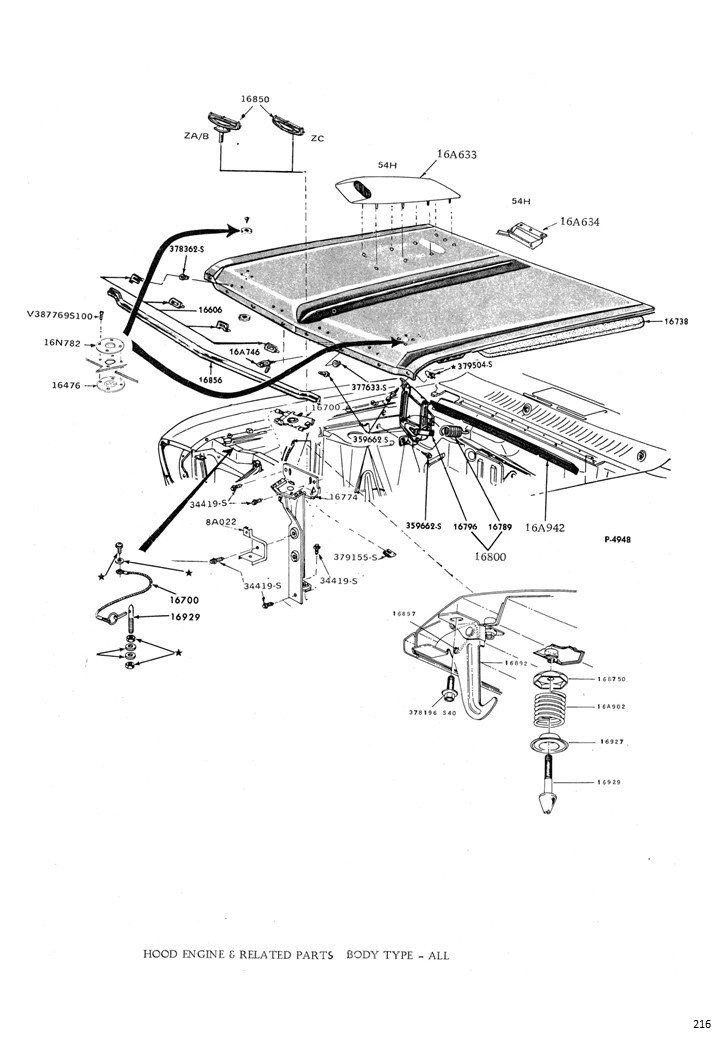 XR-16700 XR XT XW XY Falcon Bonnet Catch Pin & Spring Kit