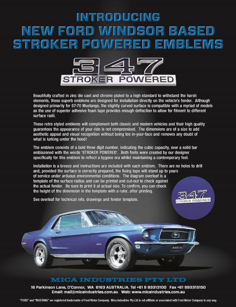 Custom Mustangs MSPE-347-XX 347 Stroker Powered Emblem Diecast Chrome ...