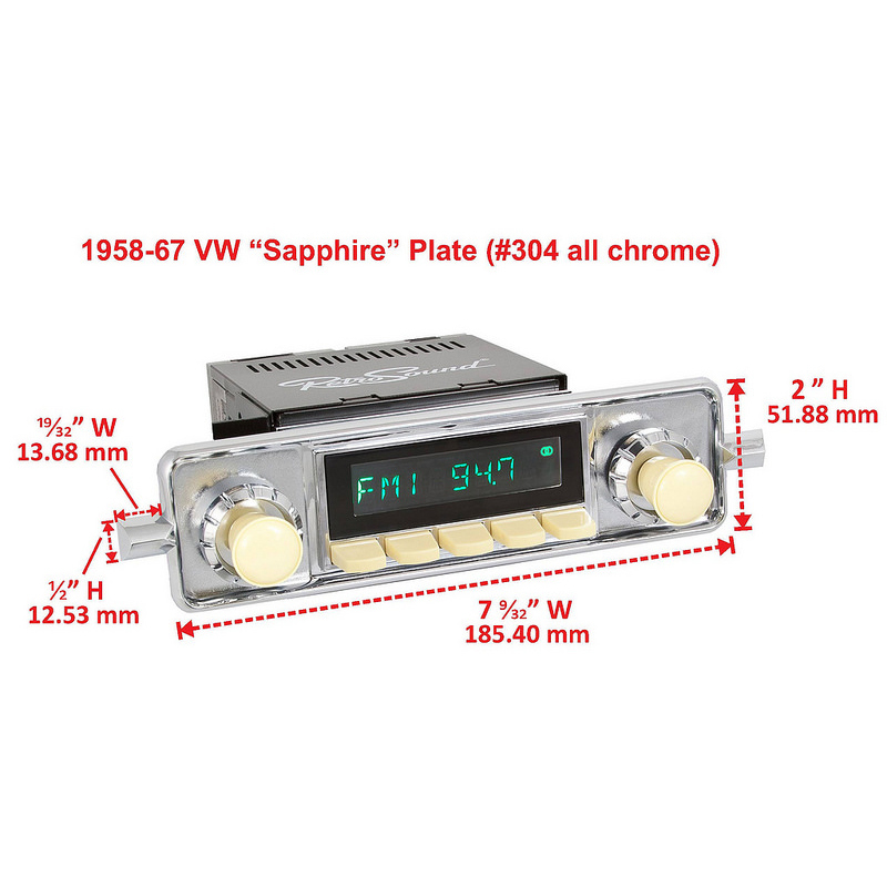 RetroSound R-304 RetroSound Radio Face Plate Chrome "VW Sapphire all ...