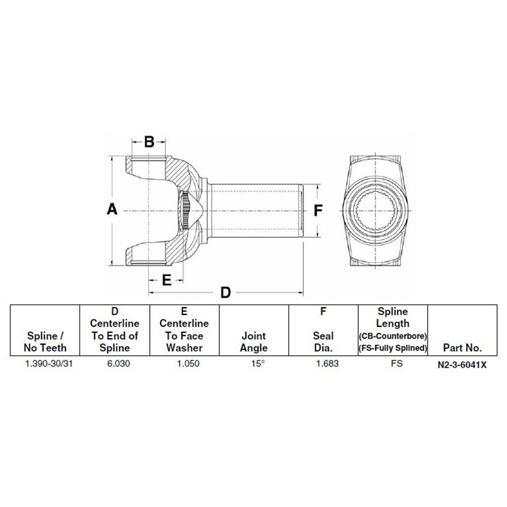 TRA-000-151 Ford 31 Spline Slip Yoke - Top-Loader C6 Auto FMX Auto TKO ...