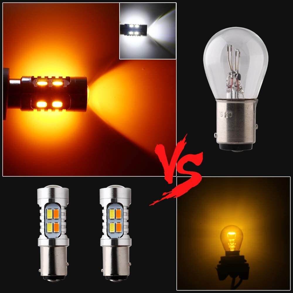 Custom Mustangs 1142-LED-BLT-A-W Ultra Bright Billet LED Globe - 1142 Dual Filament Amber & White 3.