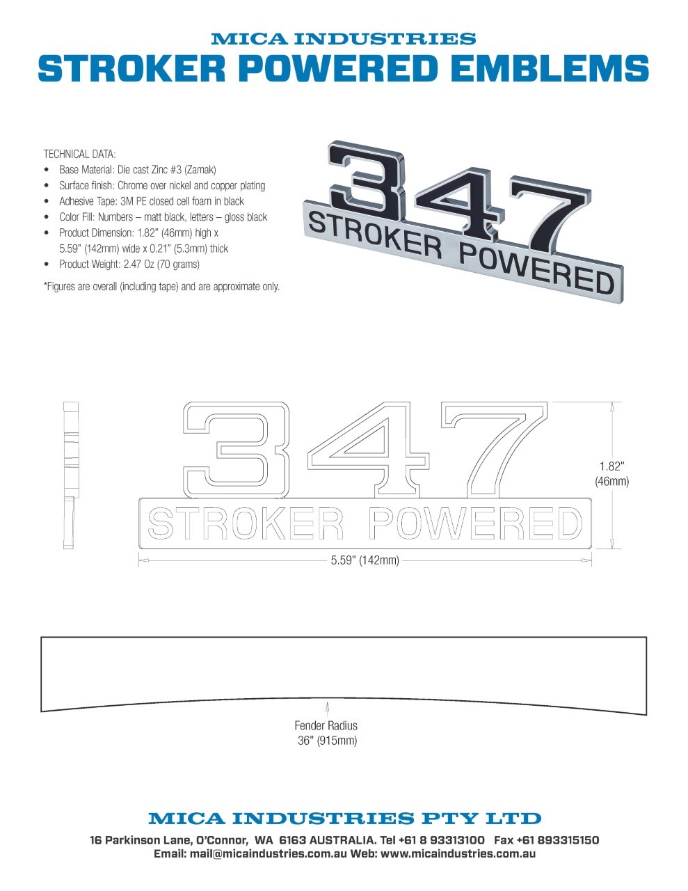 Custom Mustangs MSPE-347-XX 347 Stroker Powered Emblem Diecast Chrome ...