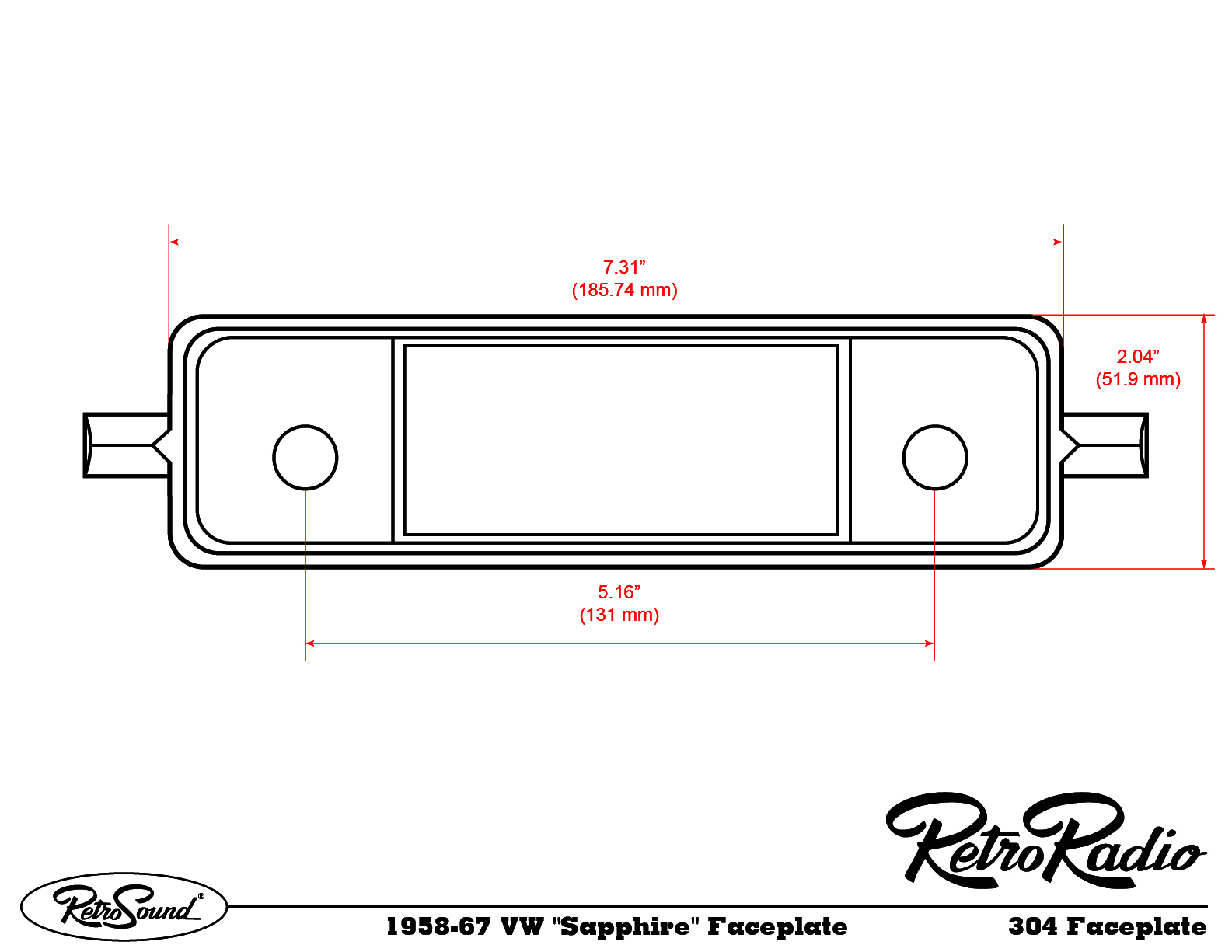 RetroSound R-304 RetroSound Radio Face Plate Chrome "VW Sapphire all ...