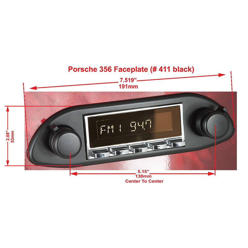 RetroSound R-411 RetroSound Radio Faceplate Black "Porsche 356 Black"