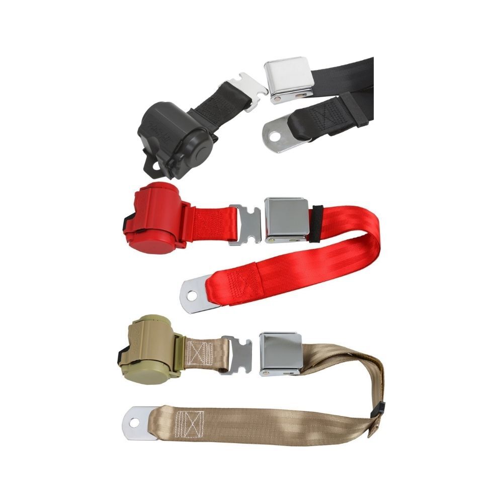 RetroBelt 259-XXX Universal 2 Point Lap Retractable Seat Belt with ...