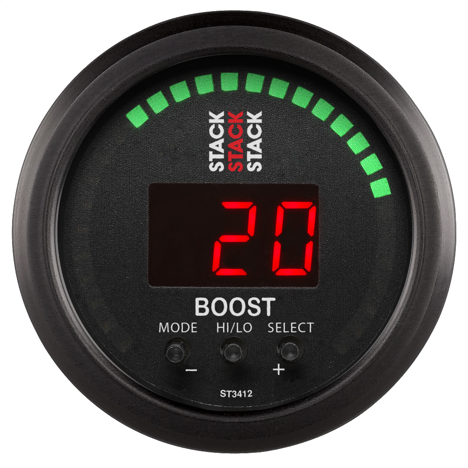 Autometer ATMST341X Stack 2-1/16" Boost Controller Gauge (-1 To +2 Bar ...